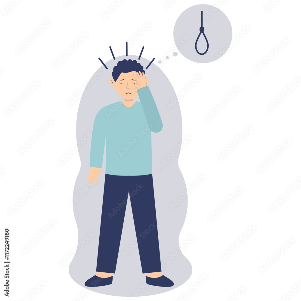 Frustrated Person Illustration in Flat Cartoon Design. Isolated Vector ...