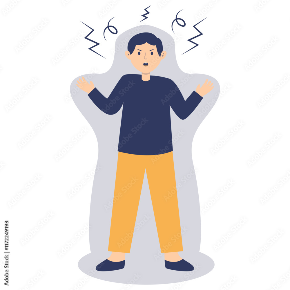 Frustrated Person Illustration in Flat Cartoon Design. Isolated Vector ...