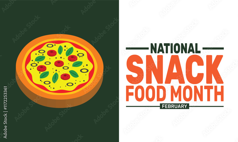 February is National Snack Food Month background template. Perfect for ...
