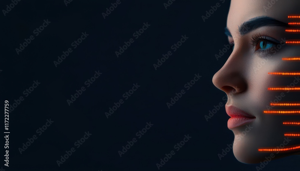 AI-powered security. Human Emotion Recognition AI analyzing facial ...