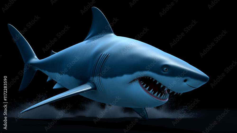 Foto de Stock Great White Shark (Megalodon) Attack. Realistic 3d ...