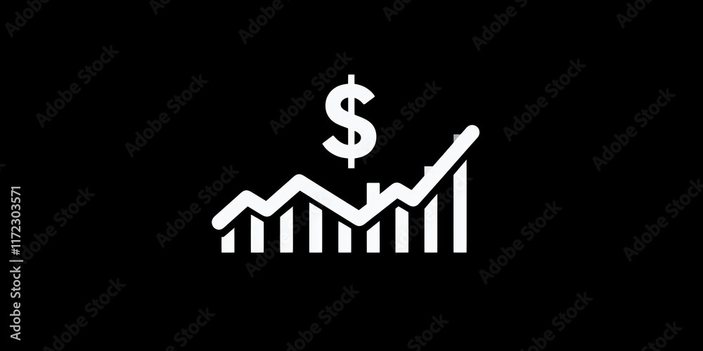 Minimalistic stock market icon featuring a line graph and dollar sign ...