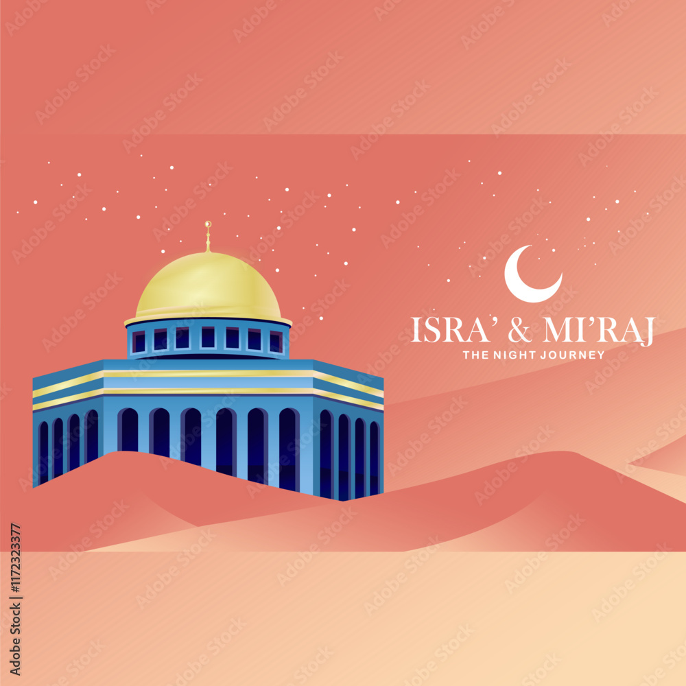 Islamic holiday Rajab Ramadan and Eid background with mosque vector ...