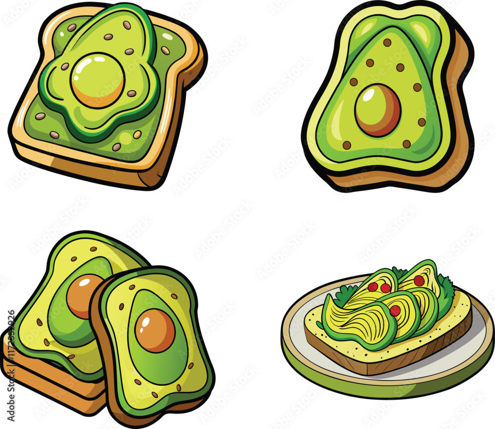 Healthy Avocado Toast Clipart Vector Stock Vector | Adobe Stock
