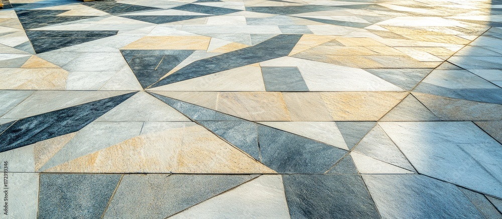 Geometric pattern of paving slabs on a construction site showcasing ...