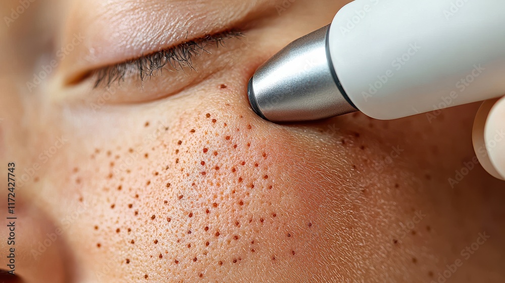 Examining a mole with a dermatoscope in a clinical setting detailed ...