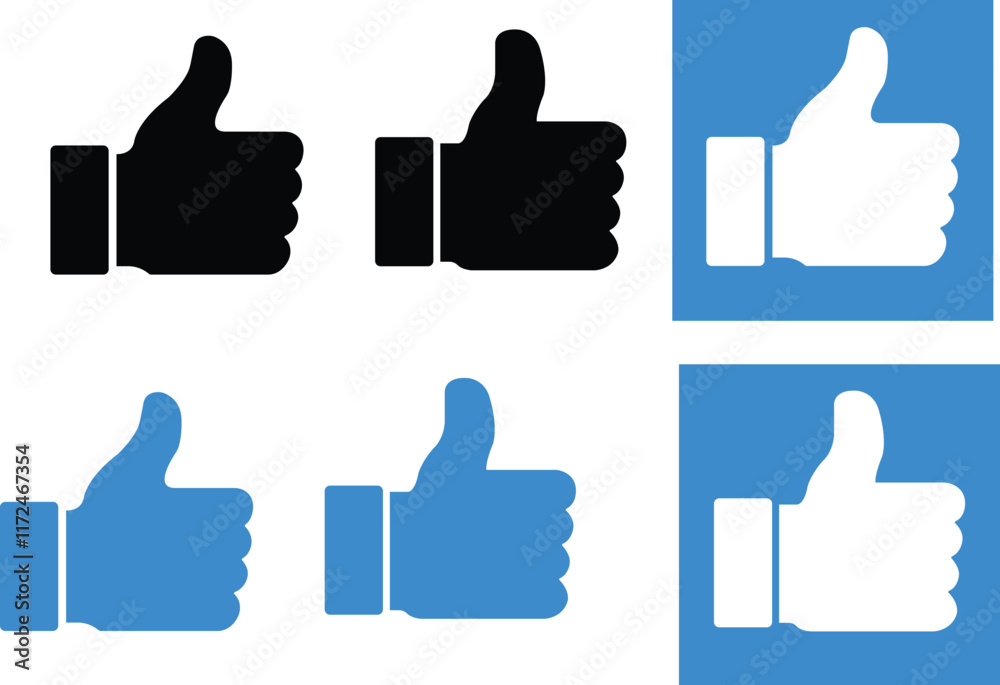 like icon set.like icon vector isolated on white background. Thumbs up ...