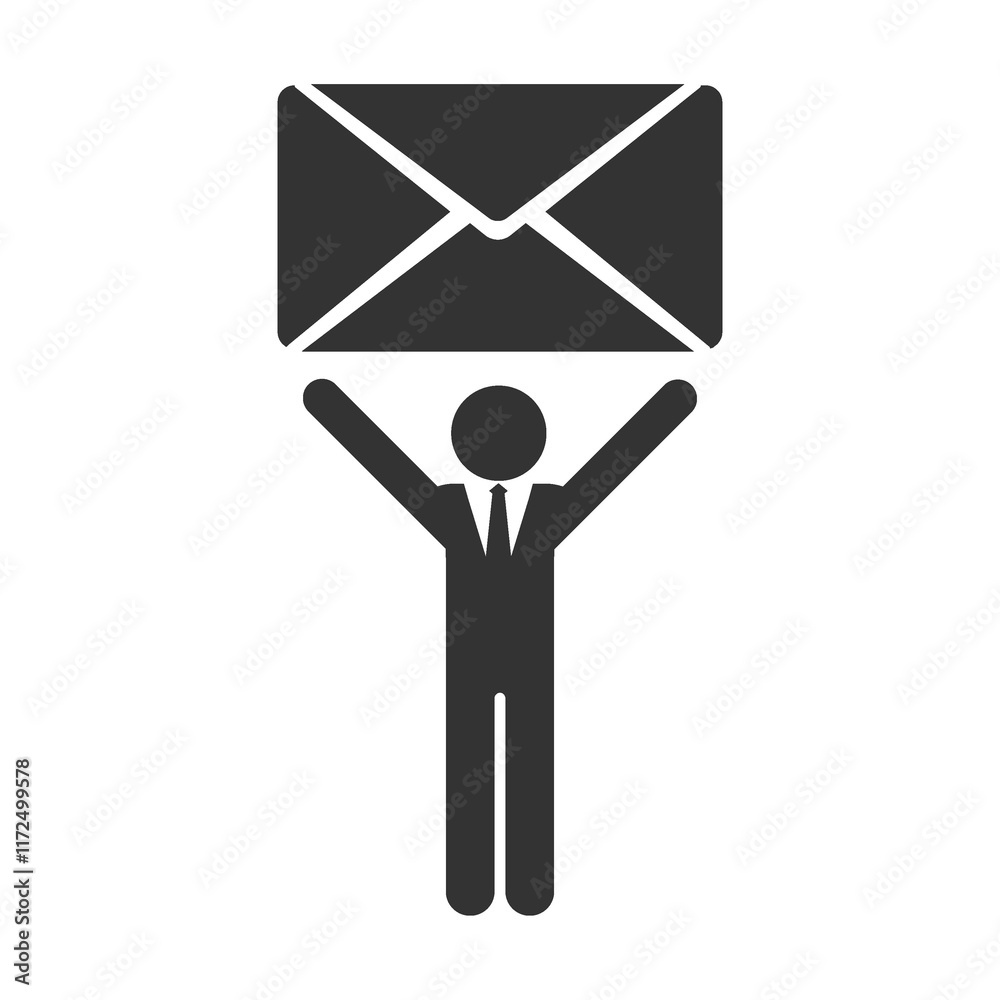 Vector illustration of sending message icon in dark color and ...