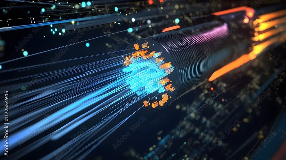 Ilustración de Stock A detailed diagram of a fiber optic cable system ...