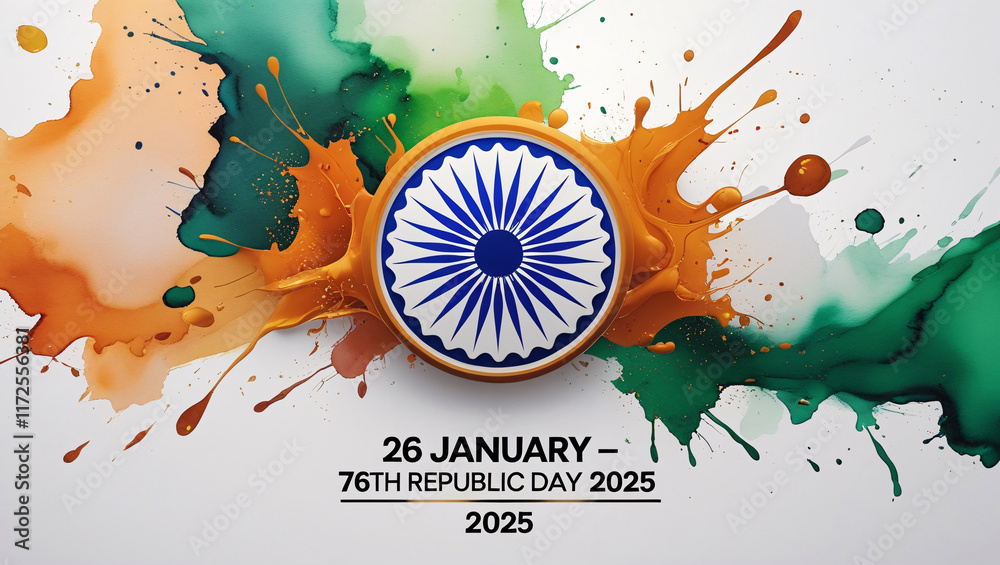 76th Republic Day of India 2025 with Ashoka Chakra and Tricolor ...