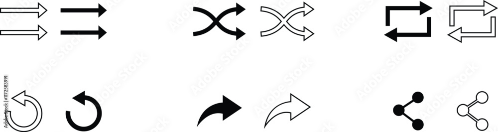 Simple arrows transmit sharing icon set. Depicting data exchange ...
