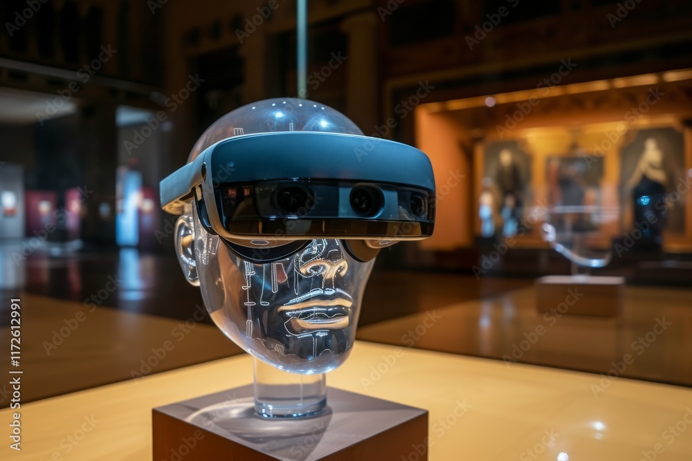 Museum exhibition featuring augmented reality glasses enhancing visitor ...