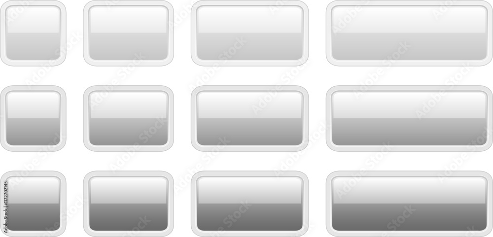 Buttons white gray square and rectangle shapes collection, interesting ...