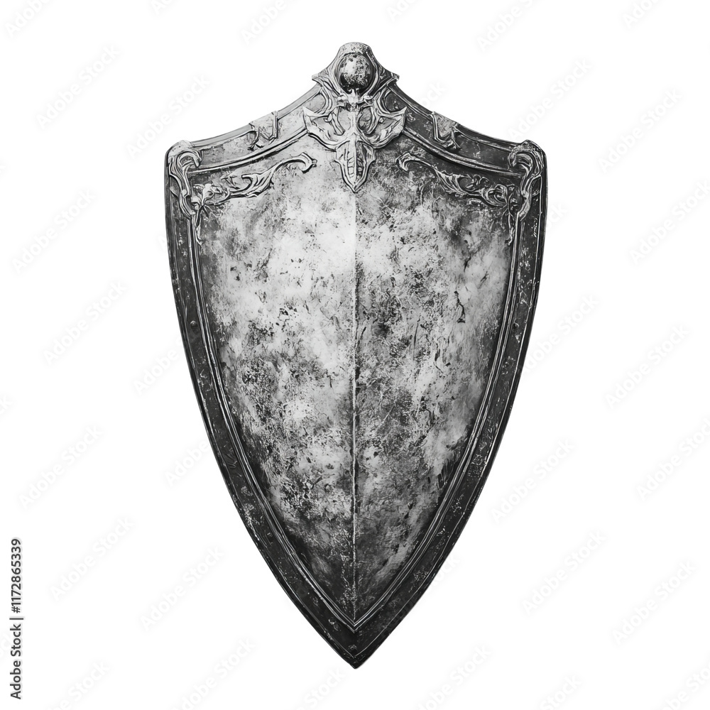medieval knight shield metal armor protection isolated on a white ...