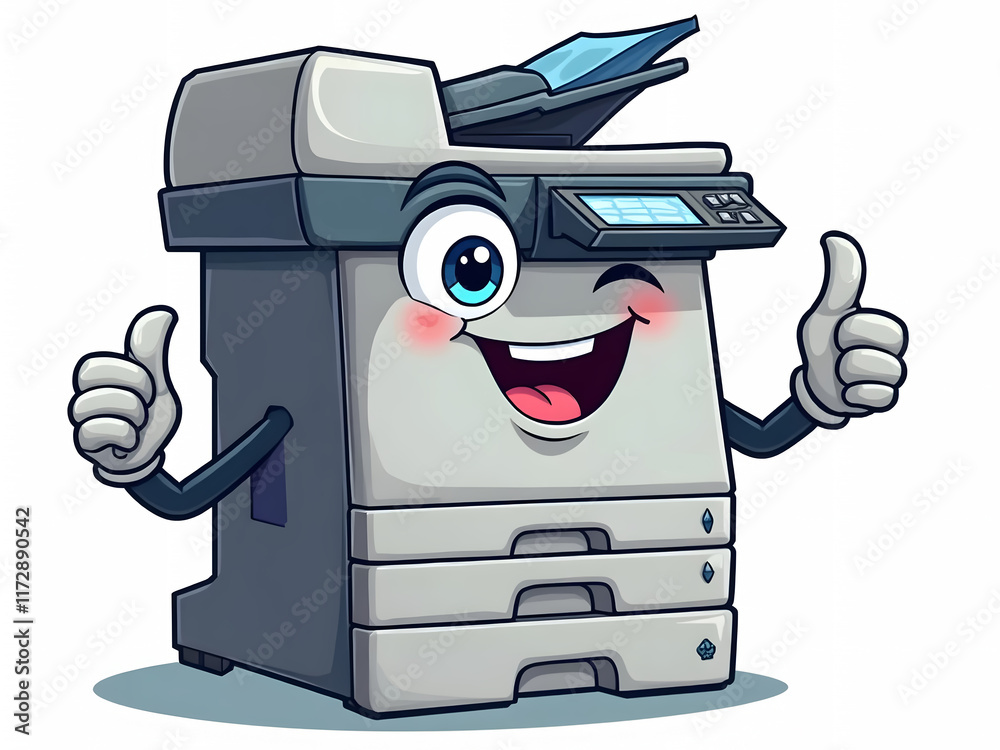 Smiling Copier Machine Cartoon with Animated Features: Perfect for Clip ...