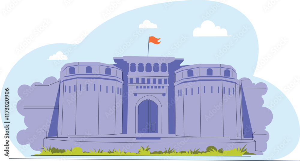 An illustration of Pune city’s architectural landmarks, featuring ...
