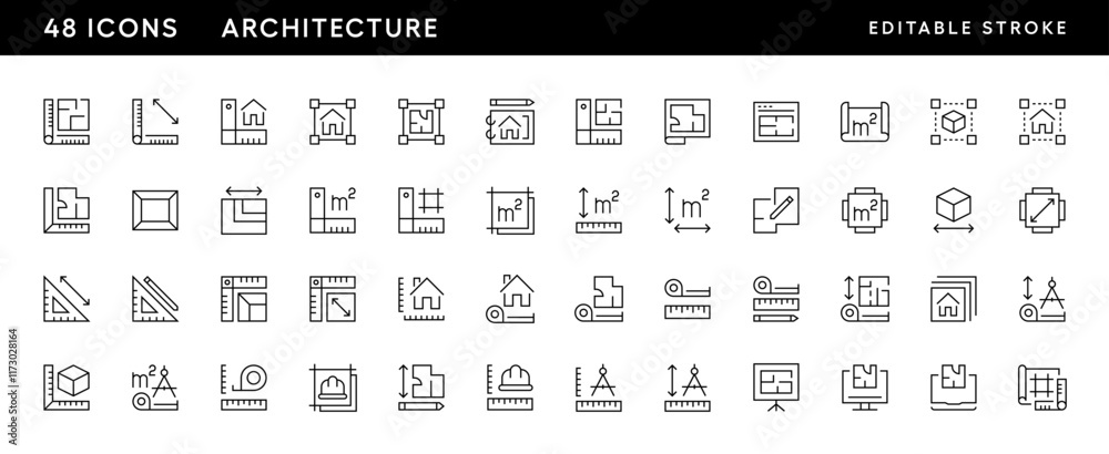 Architectural planning icon collection. Planning, scheme, dimension ...