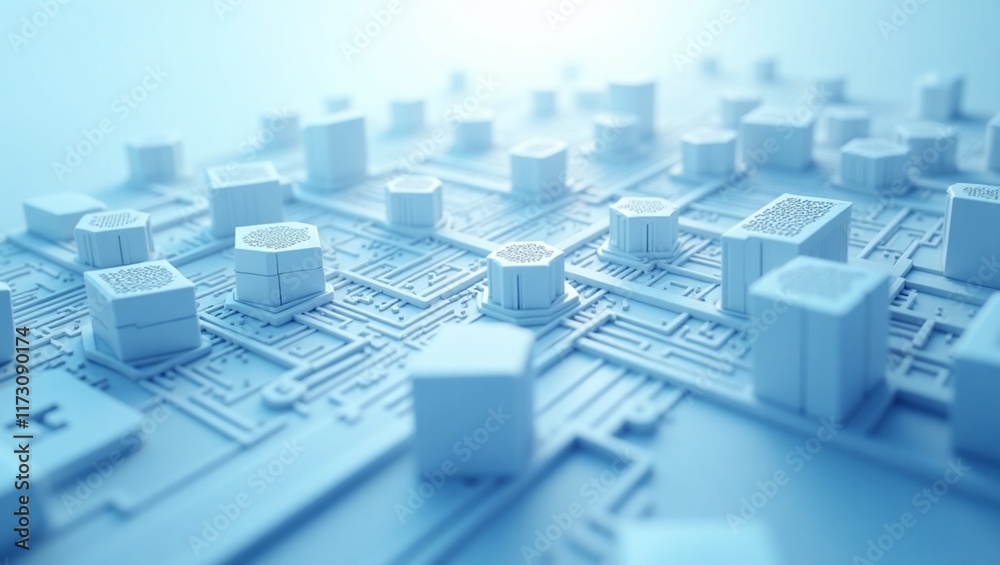 Minimalist Tech Network Design Background with Blue Shades - Futuristic ...