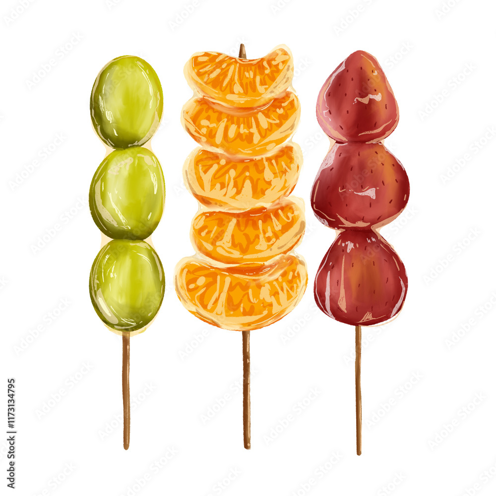 Sweet and tangy tanghulu, traditional Chinese fruit candy, grapes ...