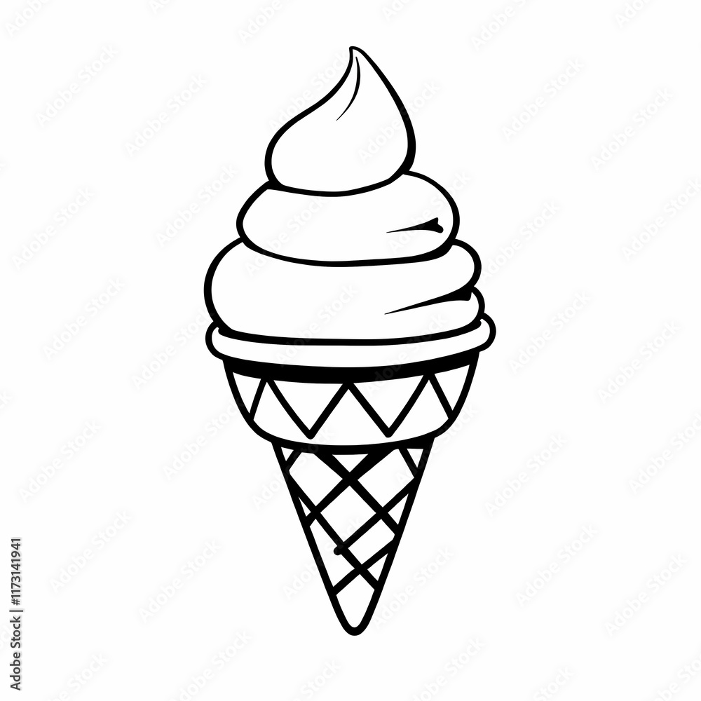 Ilustración de Stock Ice Cream Cone Line Art: A simple yet delicious ...
