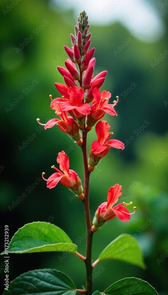 Flowering stem with axillary panicle and terminal raceme, deciduous ...