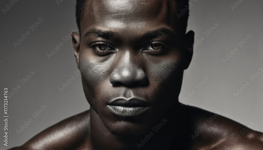 Portrait of a strong male model showcasing powerful expressions and ...