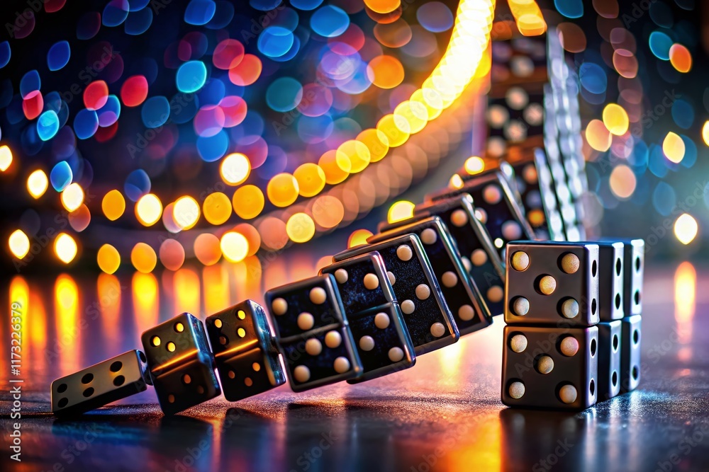 Endless War Domino Effect: A Stunning Bokeh Photo of Falling Dominoes ...