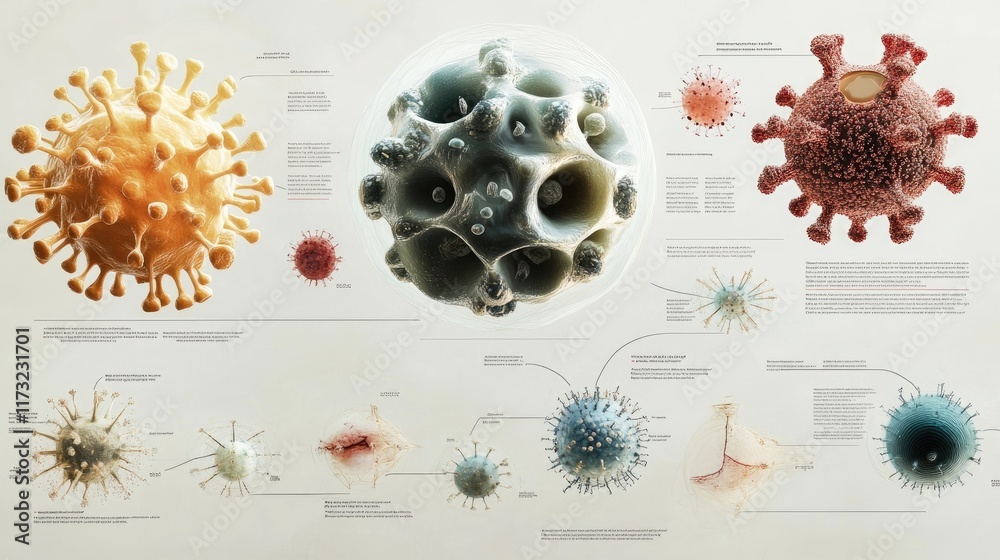 Various virus types with labeled components diagram Stock Illustration ...