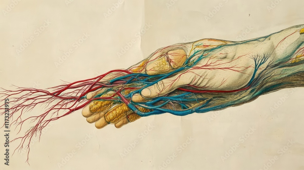 Upper limb cutaneous nerve innervation with labeled regions Stock ...