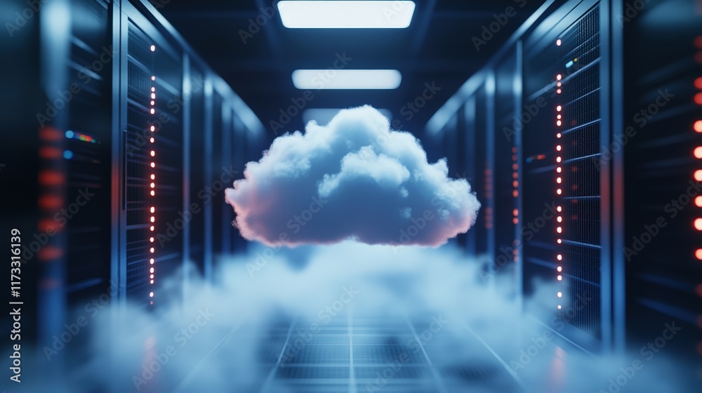 Ilustración de Stock A Cloud Forming in a Modern Server Room with ...