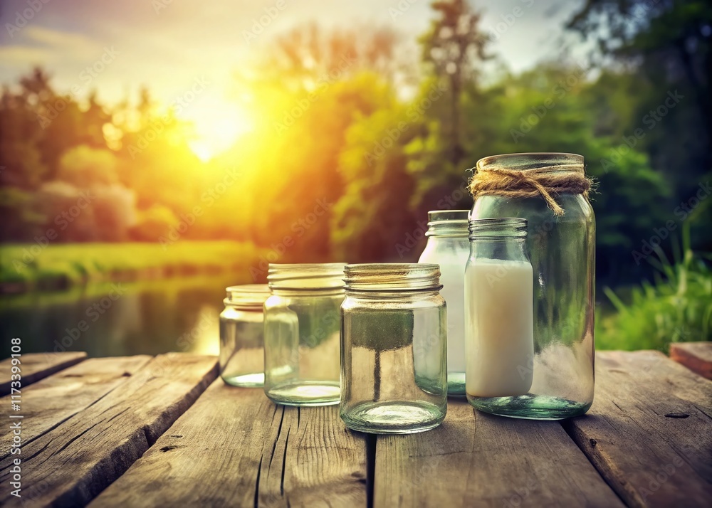 Minimalist Landscape: Blank White Label Glass Jars Product Mockup ...