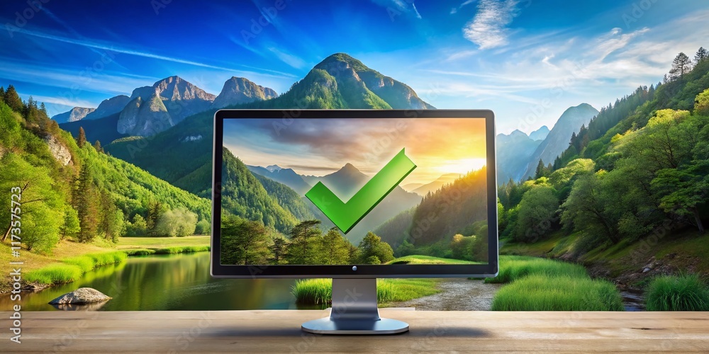 Successful Project Completion: Realistic Computer Monitor Displaying ...