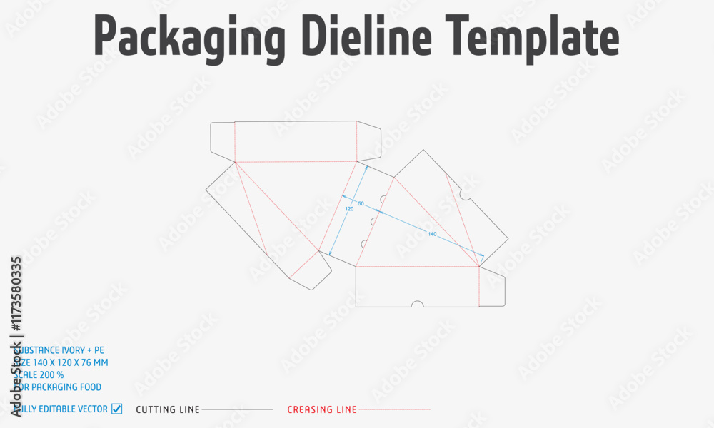 Packaging Dieline Template. 2D Technical Drawing fully editable vector ...