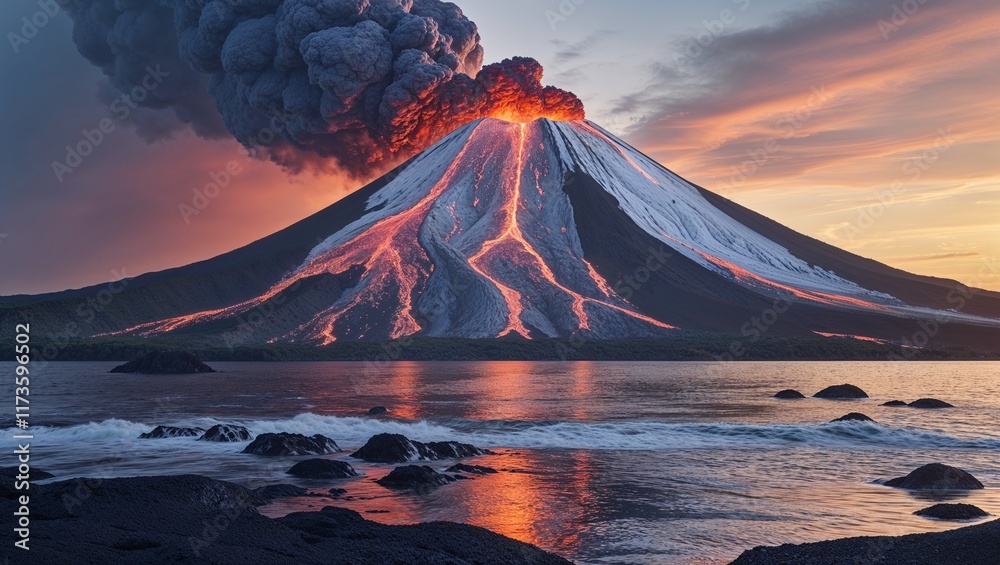 Phoenix 10 Balance of Calm and Power as a Volcano Gracing the Horizon ...