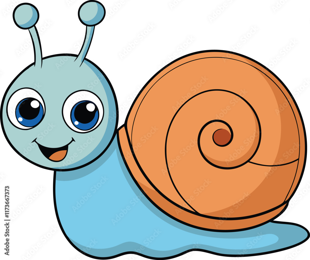 Smiling Snail Cartoon Illustration Stock Vector | Adobe Stock