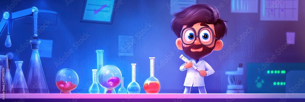 2D animation science experiment in scientific laboratory - Stock ...