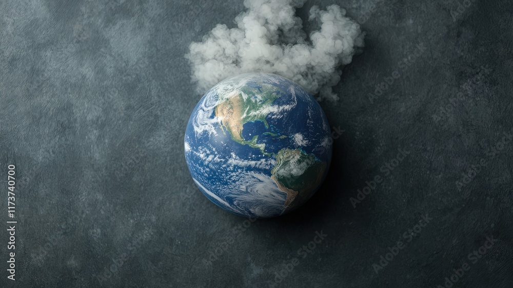 Carbon Footprint and co2 concept. A dramatic depiction of Earth with ...