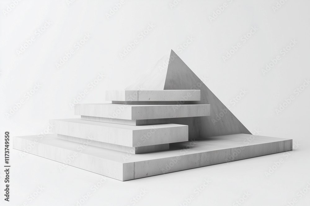 Geometric 3D steps forming a pyramid-like podium, hyper-realistic ...