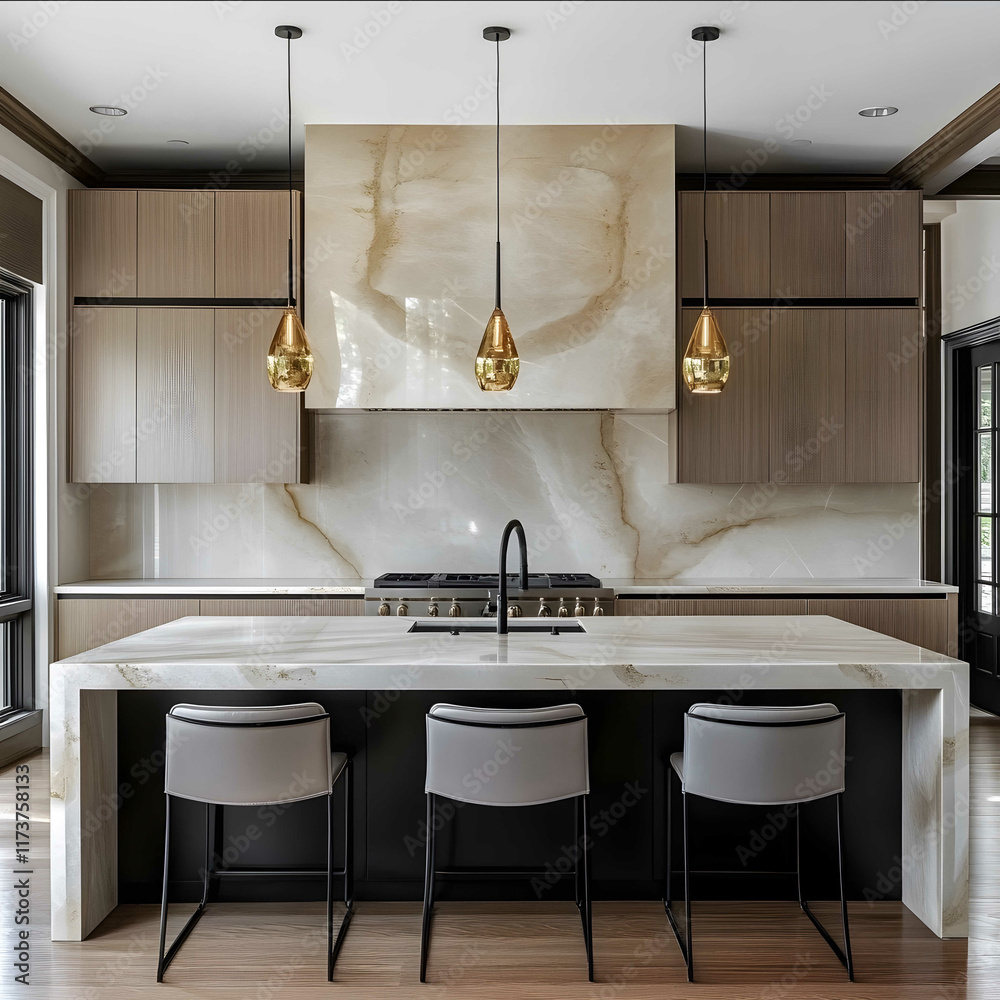 modern kitchen design featuring taj mahal quartzite countertops and ...