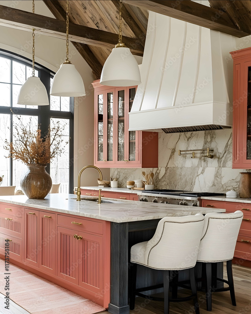 a highly detailed editorial photograph of a bright grand traditional ...