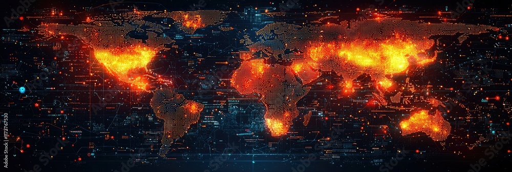 Burning world map digital illustration. Stock Illustration | Adobe Stock