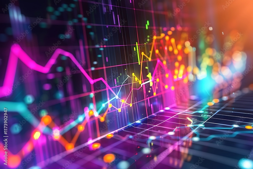 Wealth accumulation chart with bright, contrasting colors and dynamic ...
