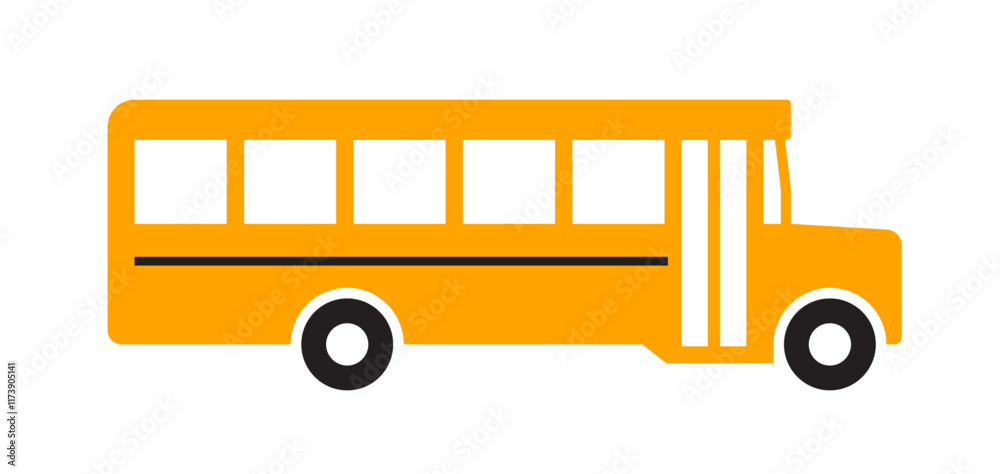 simple classic yellow school student passenger bus icon symbol side ...