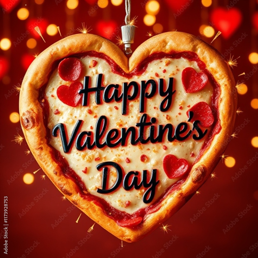 Happy, Valentine's, Day, pizza, theme, love, romance, heart, red, pink ...