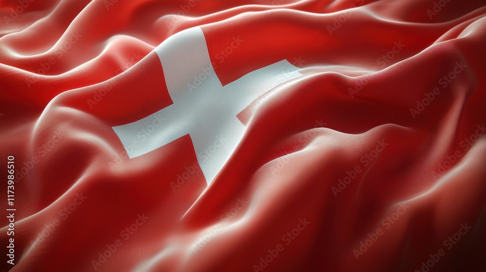 Swiss Flag: A Close-Up View of the Iconic Red and White Cross Stock ...