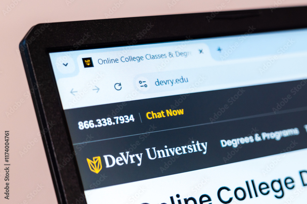 New York, USA - January 01, 2025: DeVry University website on a laptop ...