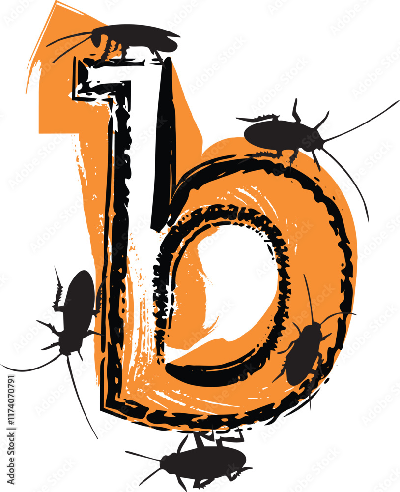 Letter b filled with cockroaches and bugs. Stock Vector | Adobe Stock