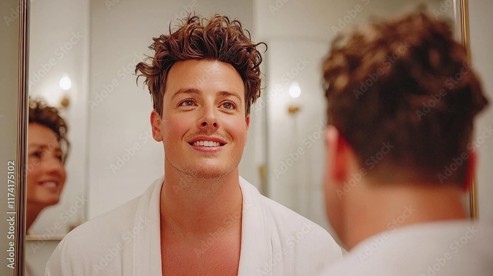 Achieving Personal Growth Self-Reflection Journey Bathroom Portrait ...