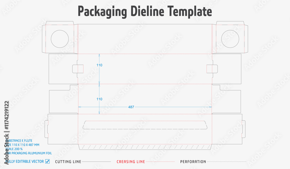 Packaging Dieline Template. 2D Technical Drawing fully editable vector ...