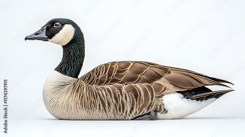 Side view full body length portrait of goose bird isolated on white ...